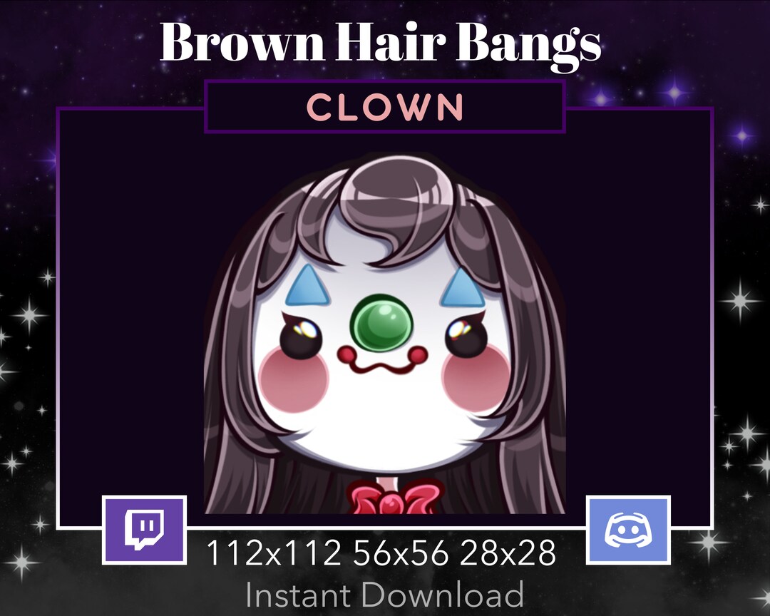Chibi Girl Clown Emote, Twitch, Discord, Stream, Brown Hair, Brown Eyes ...