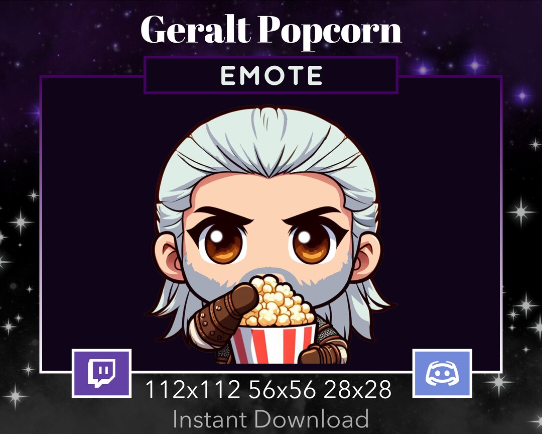 The Witcher Geralt Eat, Eating Popcorn. EMOTE, EMOTES for Twitch ...