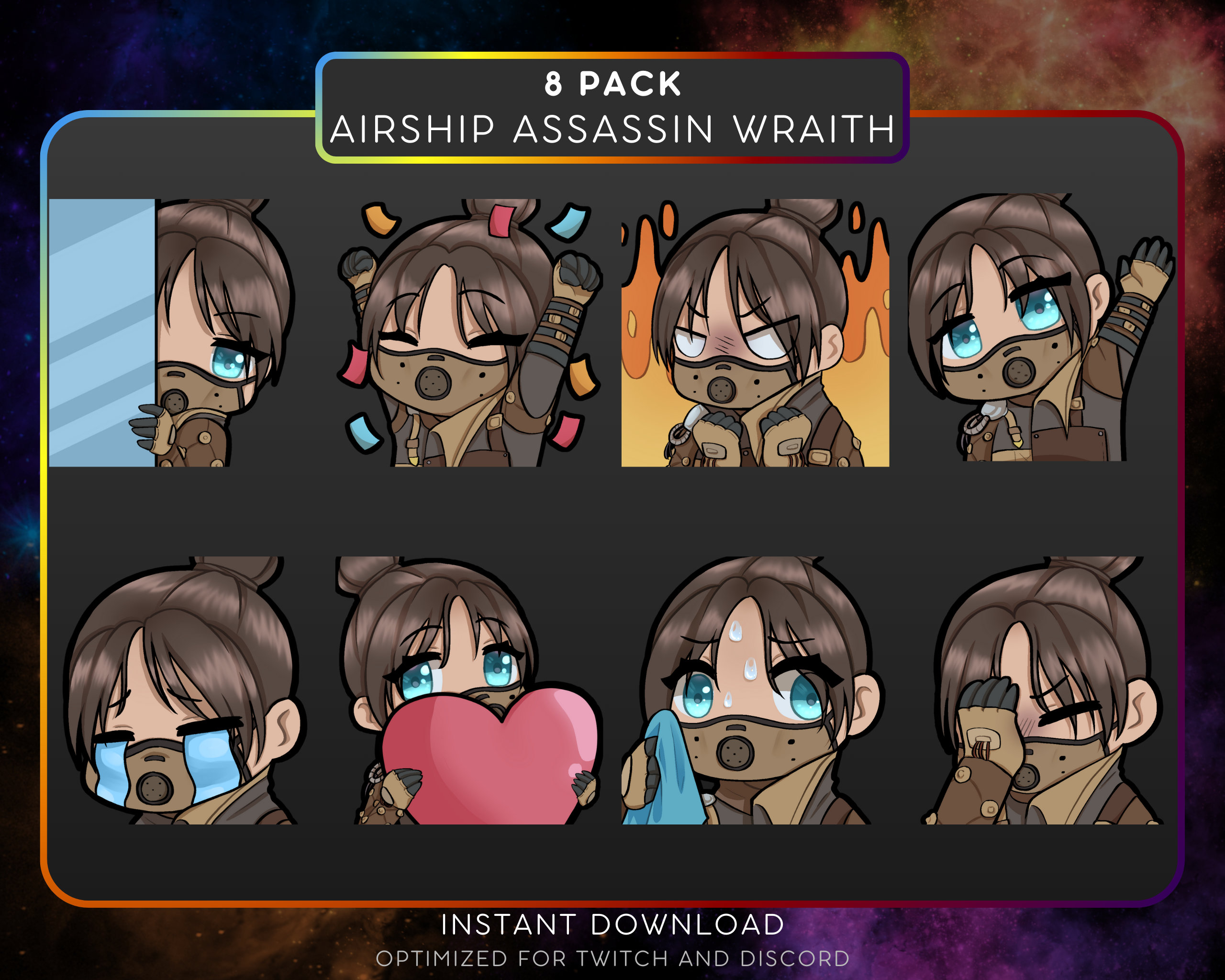 Apex Legends Wraith Airship Assassin 8 Pack, Bundle. Emote, Twitch, Discord, Stream, Sweaty ...