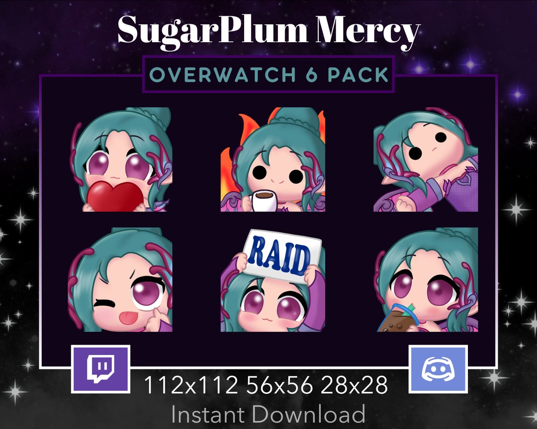 Overwatch,sugar Plum Mercy Pack, Set, Emote,twitch, Discord, Stream, Love, Heart, Blah, Taunt ...