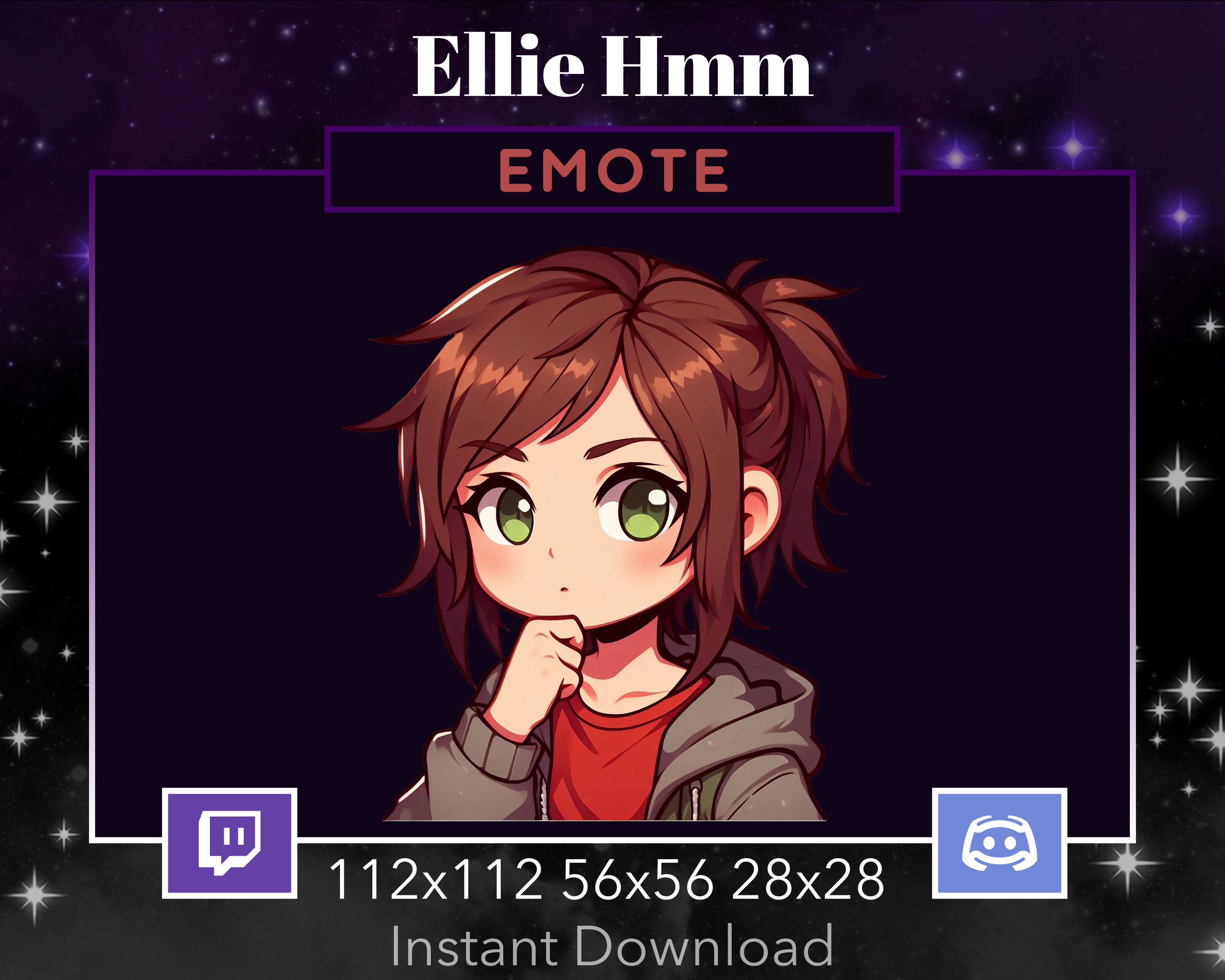 The Last of Us Ellie Think, Hmm, Idea, Confused . EMOTE, Twitch, Discord, Youtube, Stream ...