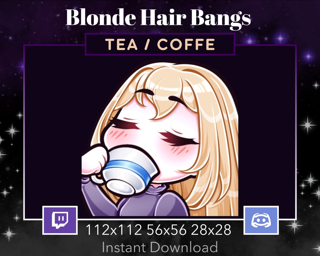 Chibi Girl Tea Coffee Drink Emote, Twitch, Discord, Stream, Blonde Hair ...