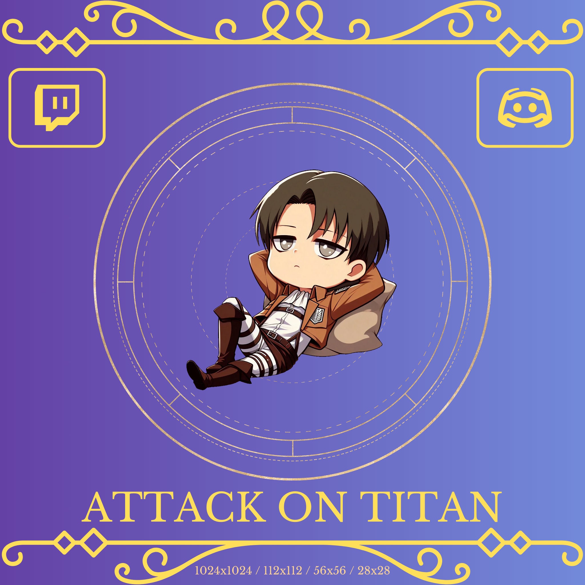 Attack on Titan Levi Chill, Relax, Sleep . EMOTE, Twitch, Discord ...
