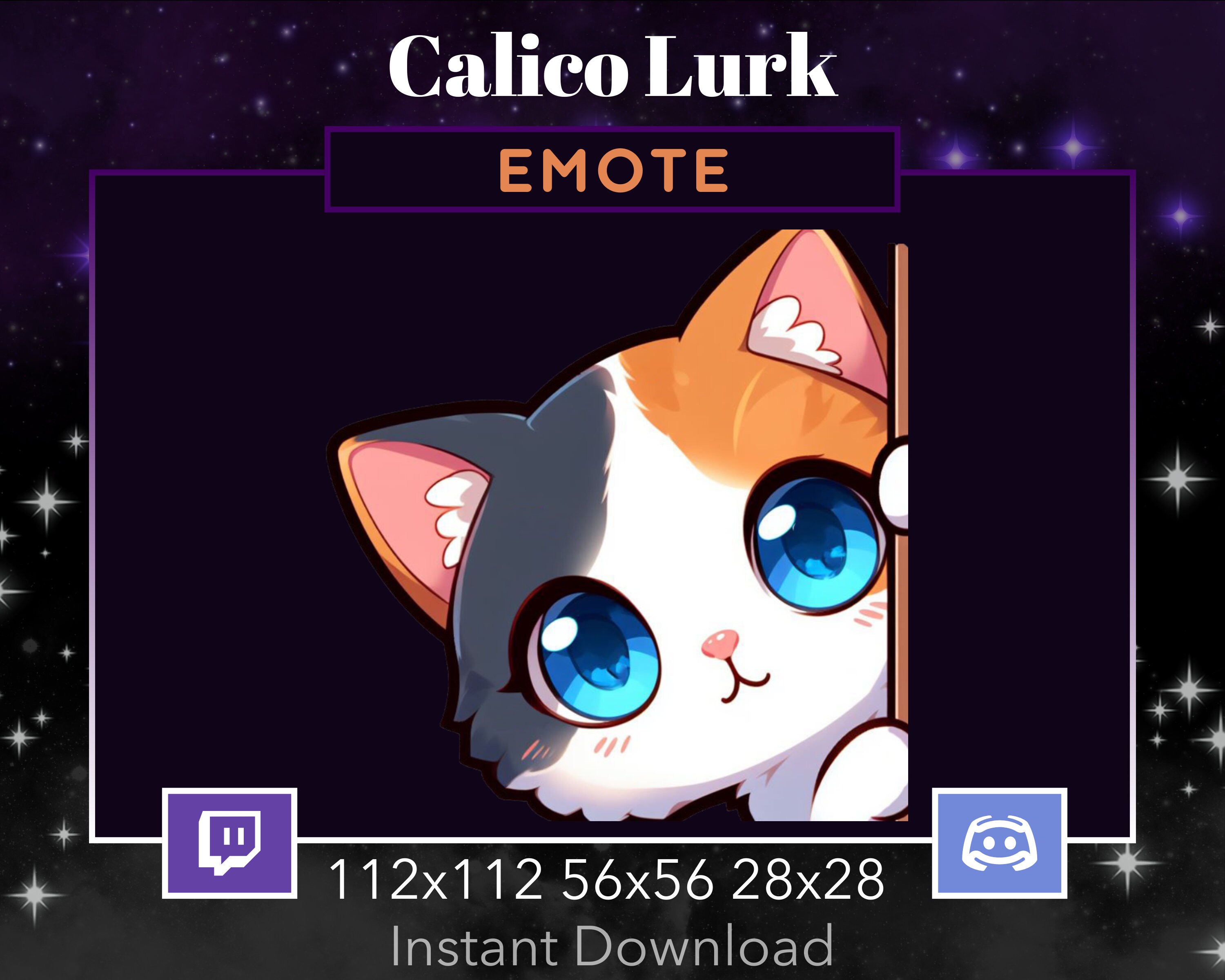 Calico Cat, Lurk, Hiding. Emote, Animal, Twitch, Discord, Youtube ...