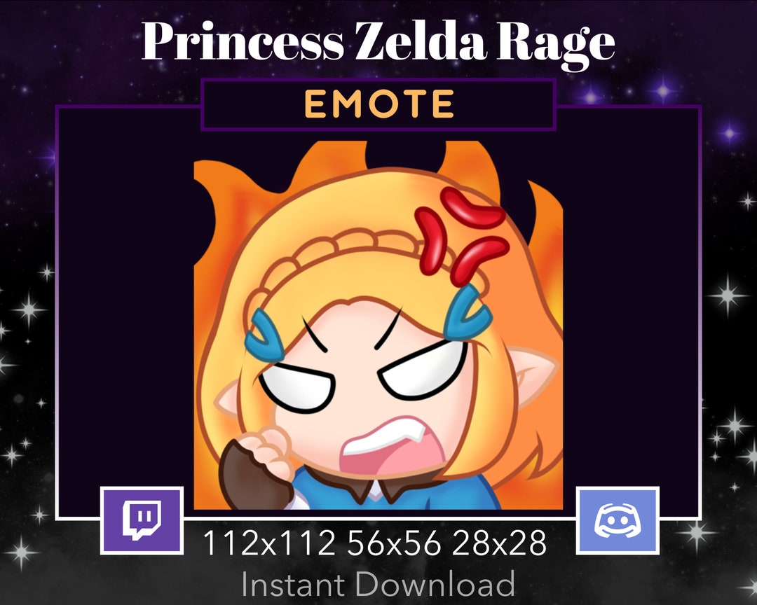 Princess Zelda Tears of the Kingdom Rage Mad Fire Emote, Twitch ...
