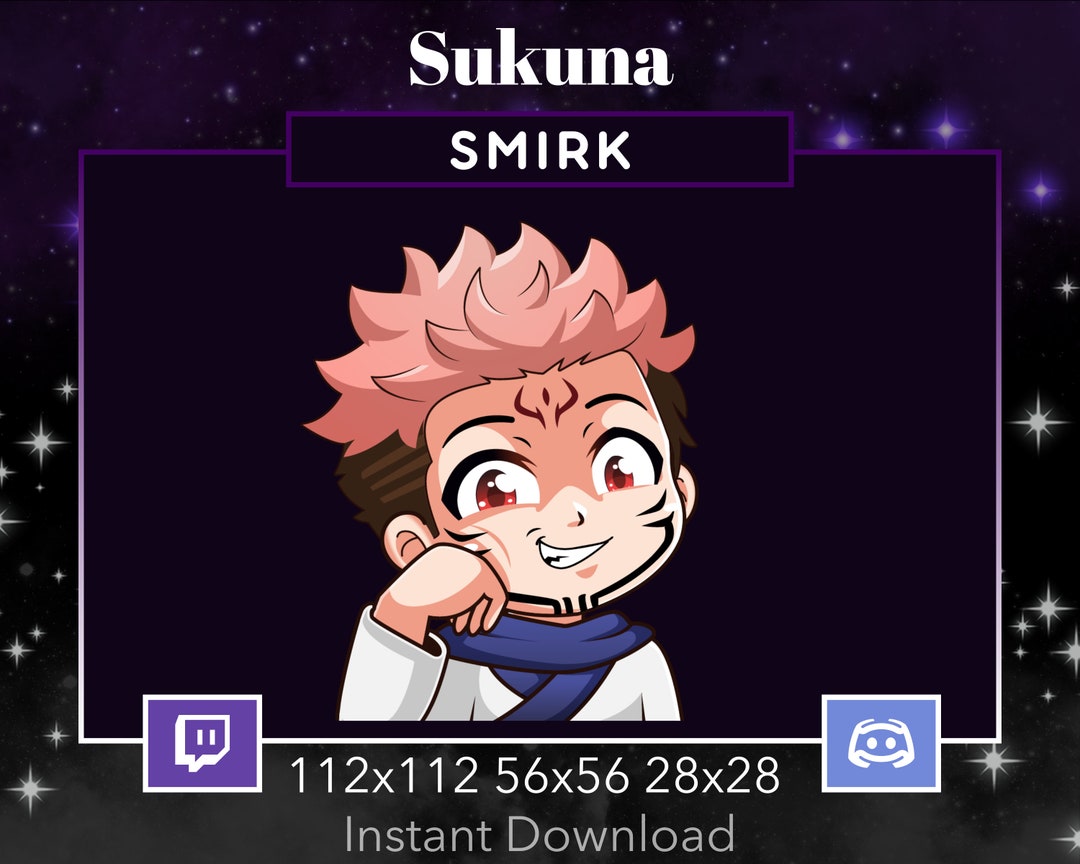 Jujutsu Kaisen Sukuna Smirk. Emote, Twitch, Discord, Stream, Printable ...
