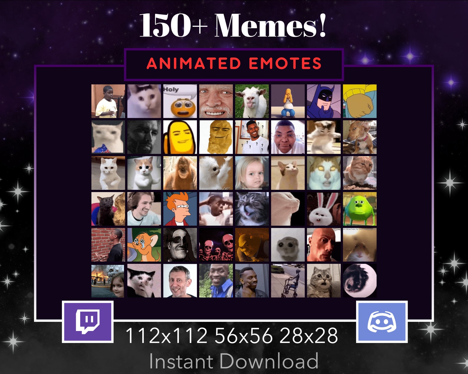 Meme Animated 150+ Pack, Bundle. Emote, Twitch, Discord, Stream, Sus ...
