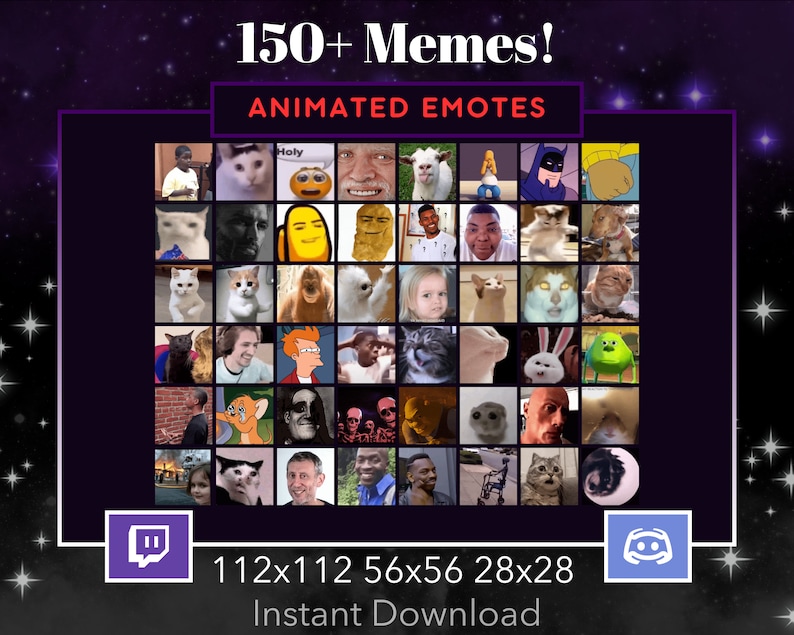 Meme Animated 150+ Pack, Bundle. Emote, Twitch, Discord, Stream, Sus ...