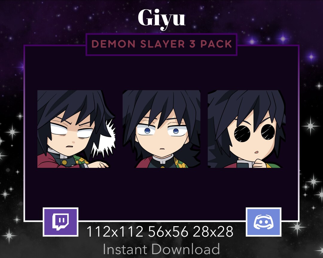 Demon Anime Giyu Shock Stare Think Emote Pack Bundle Twitch Stream ...