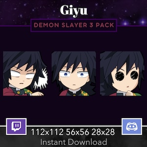 Demon Anime Giyu Shock Stare Think Emote Pack Bundle Twitch Stream ...