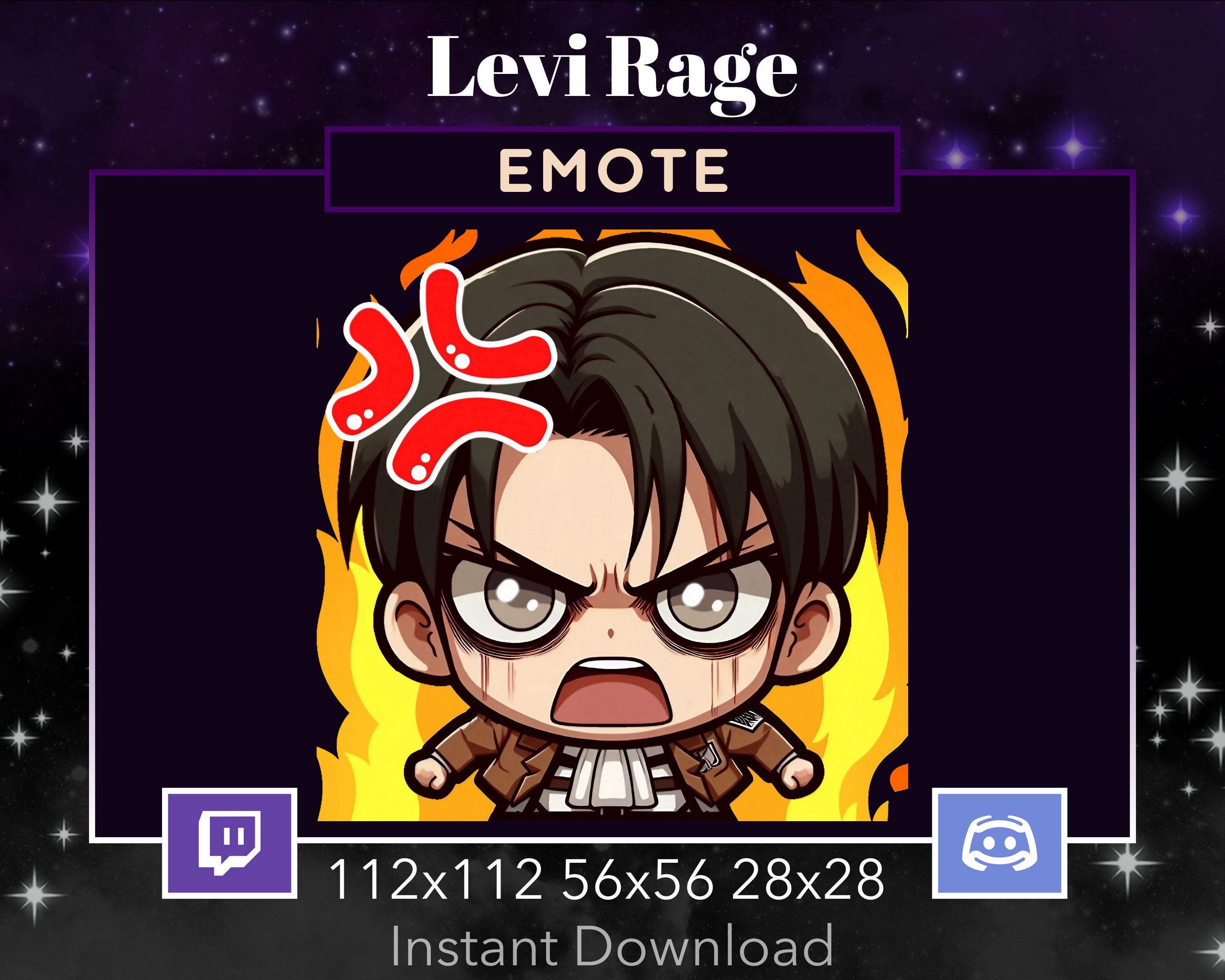 Attack on Titan Levi Rage . EMOTE, Twitch, Discord, Youtube, Stream ...