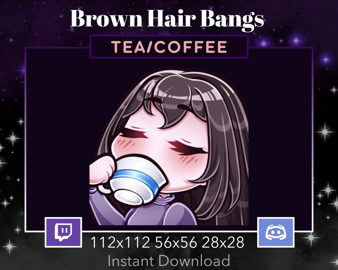 Chibi Girl Coffee, Tea Emote, Twitch, Discord, Stream, Brown Hair ...