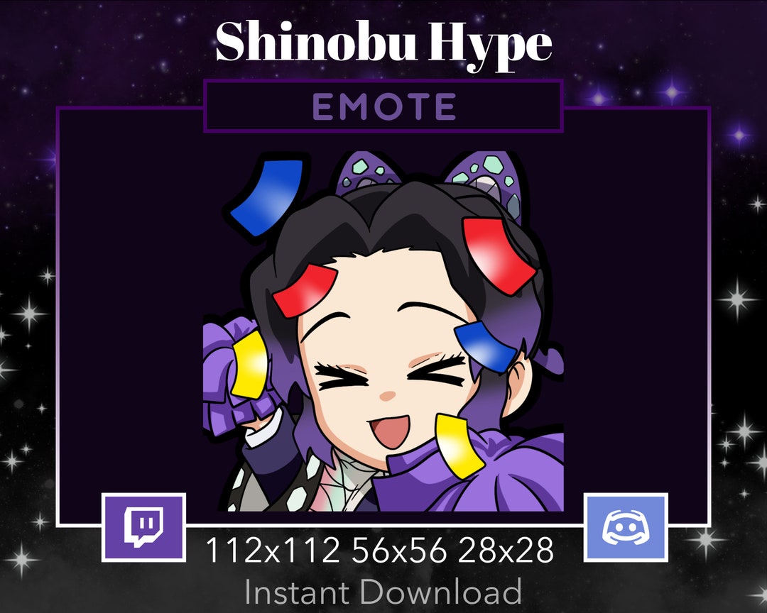 Demon Anime Shinobu Cozy, Cheers, Hype Laugh Pack Bundle Emote Twitch ...
