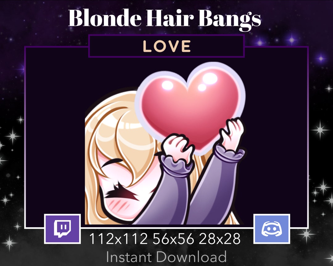 Chibi Girl Love Heart Emote, Twitch, Discord, Stream, Blonde Hair, Blue ...