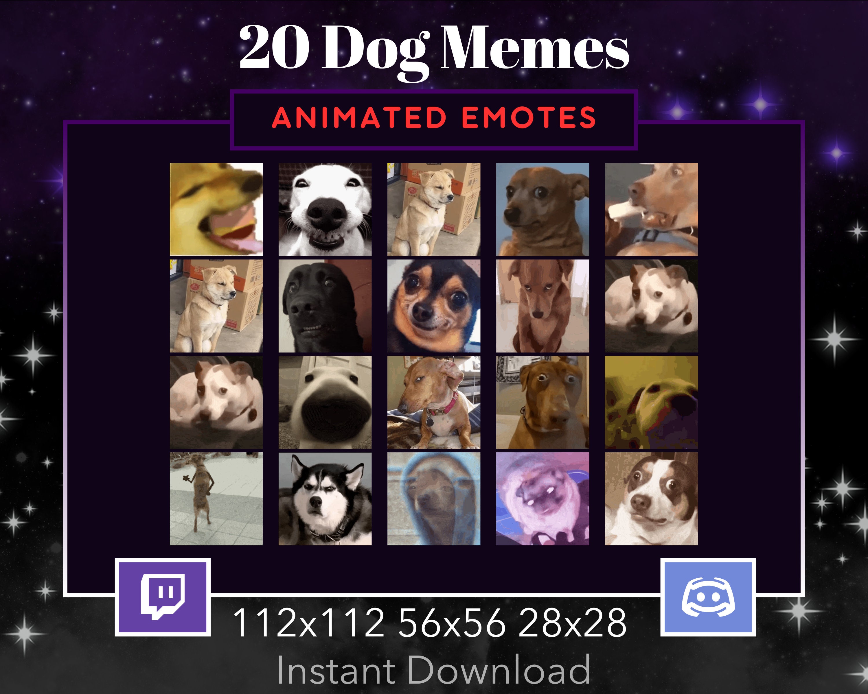Dog Meme Animated 20 Pack 1, Bundle. Emote, Twitch, Discord, Stream ...