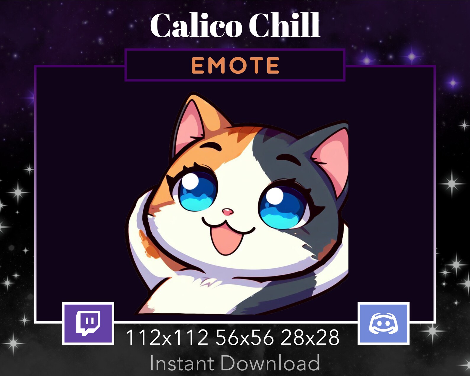 Calico Cat Chill, Relax. Emote, Animal, Twitch, Discord, Youtube ...