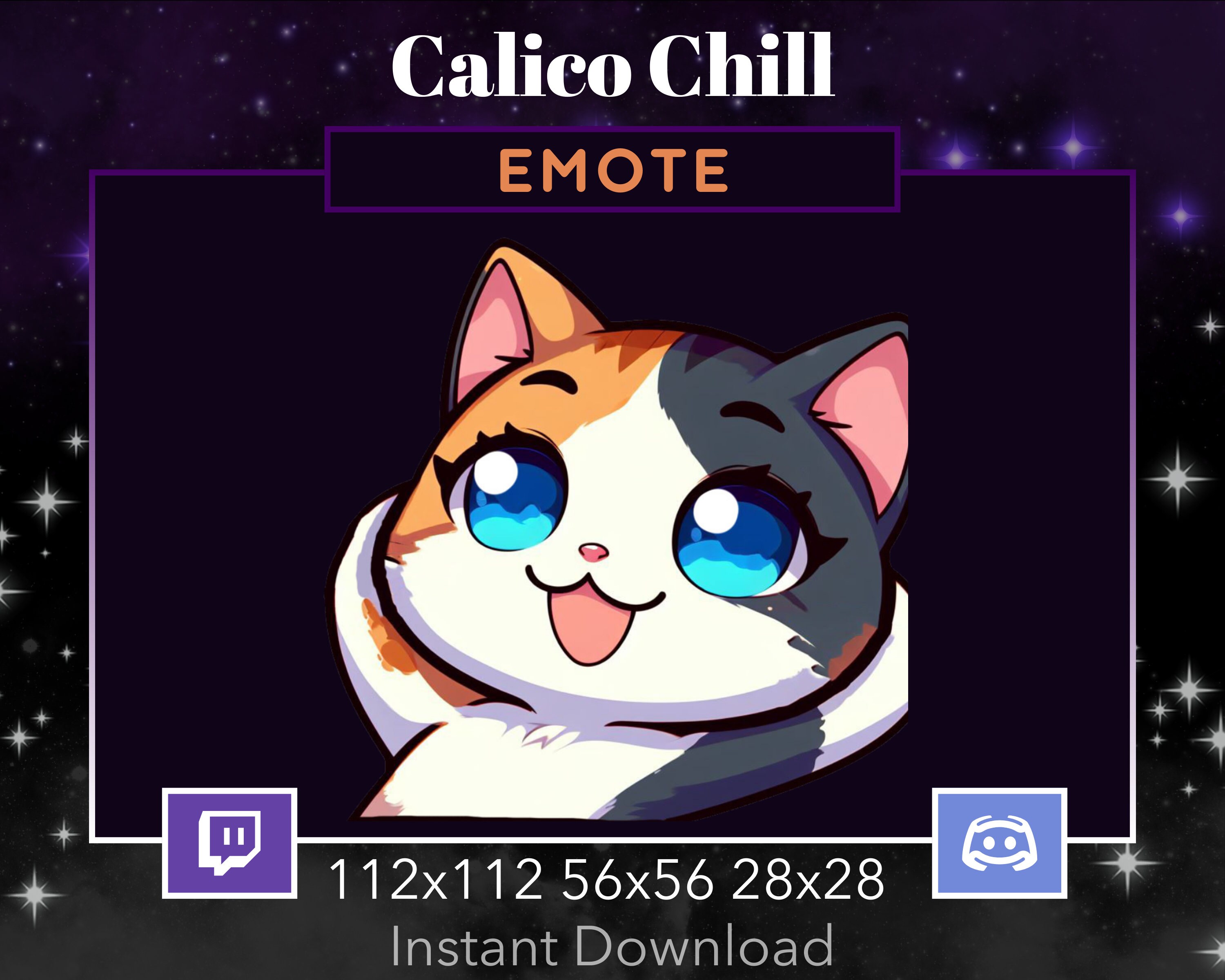 Calico Cat Chill, Relax. Emote, Animal, Twitch, Discord, Youtube ...