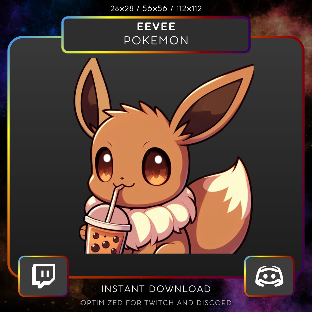 Pokemon Eevee Drinking Bubble Tea Emote for Twitch, Discord, Stream ...