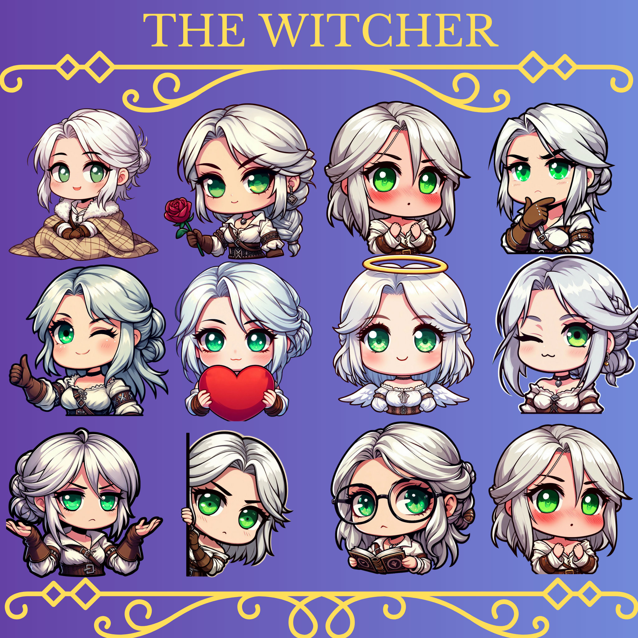 The Witcher Ciri 12 EMOTE PACK. Twitch, Discord, Youtube, Stream ...