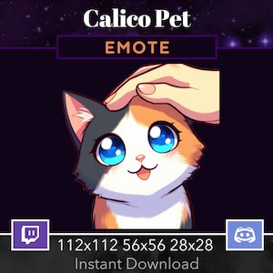 Calico Cat , Pet, Head Pat. Emote, Animal, Twitch, Discord, Youtube ...