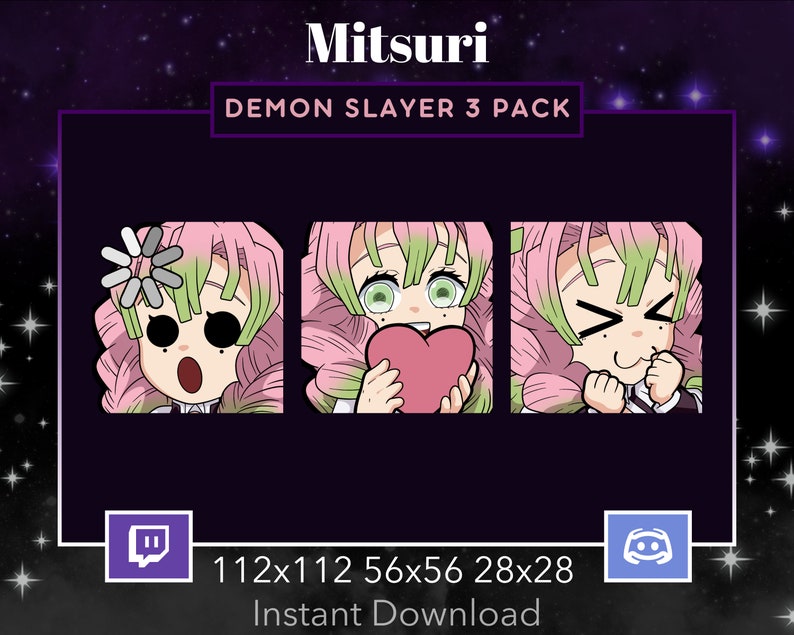 Demon Anime Mitsuri Love Loading Uwu Pack Bundle Emote Twitch Stream ...