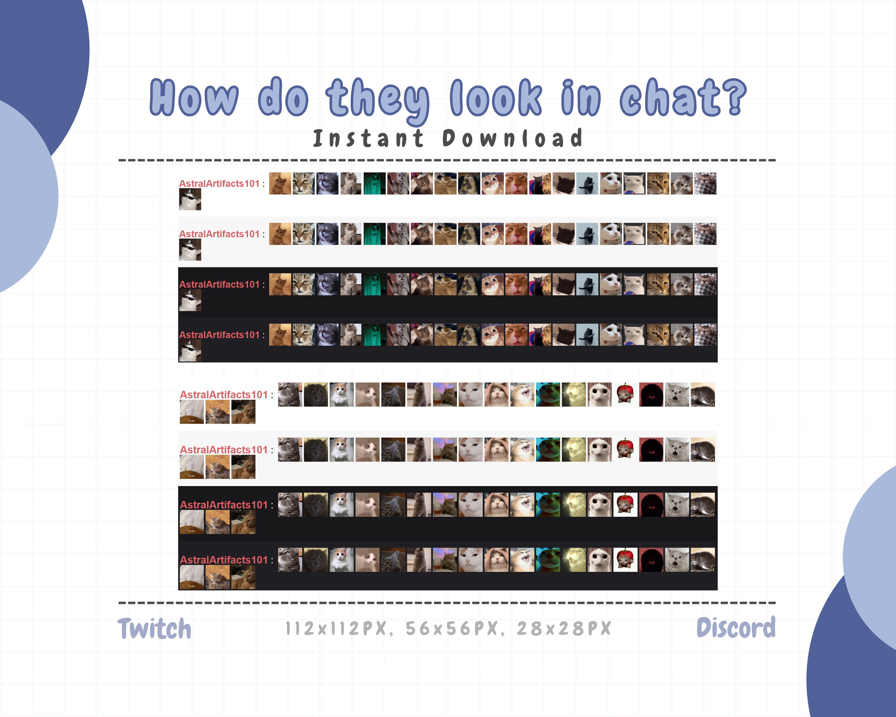 Cat Meme Animated 100 Pack, Bundle. Emote, Twitch, Discord, Stream ...