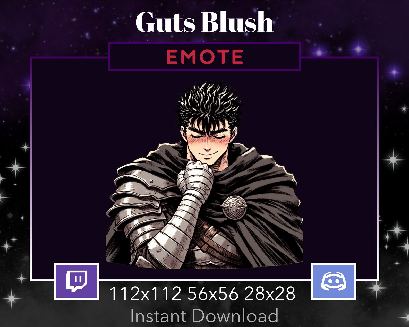 Berserk Guts Blush , Blushing , UWU. Manga, Anime EMOTE, EMOTES for ...