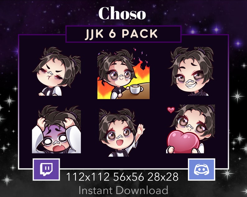 Choso Jujutsu Kaisen 6 Pack, Bundle. Emote, Twitch, Discord, Stream ...