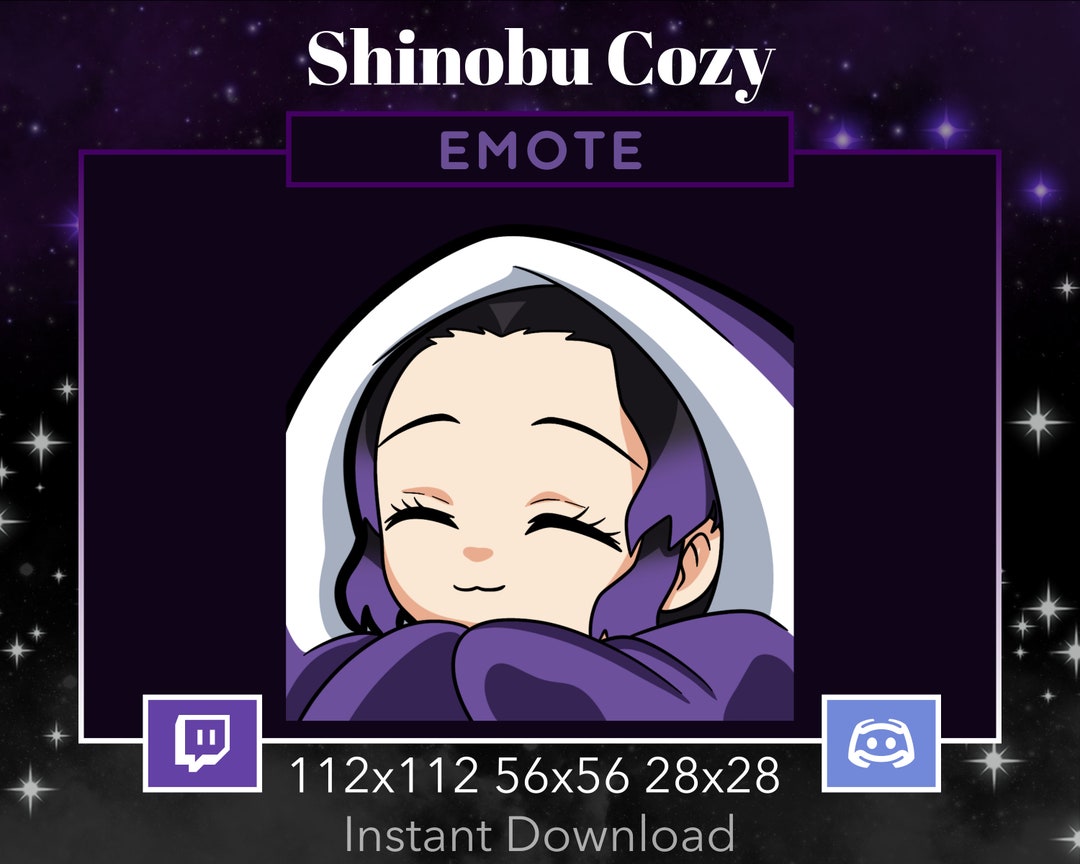 Demon Anime Shinobu Cozy, Cheers, Hype Laugh Pack Bundle Emote Twitch ...