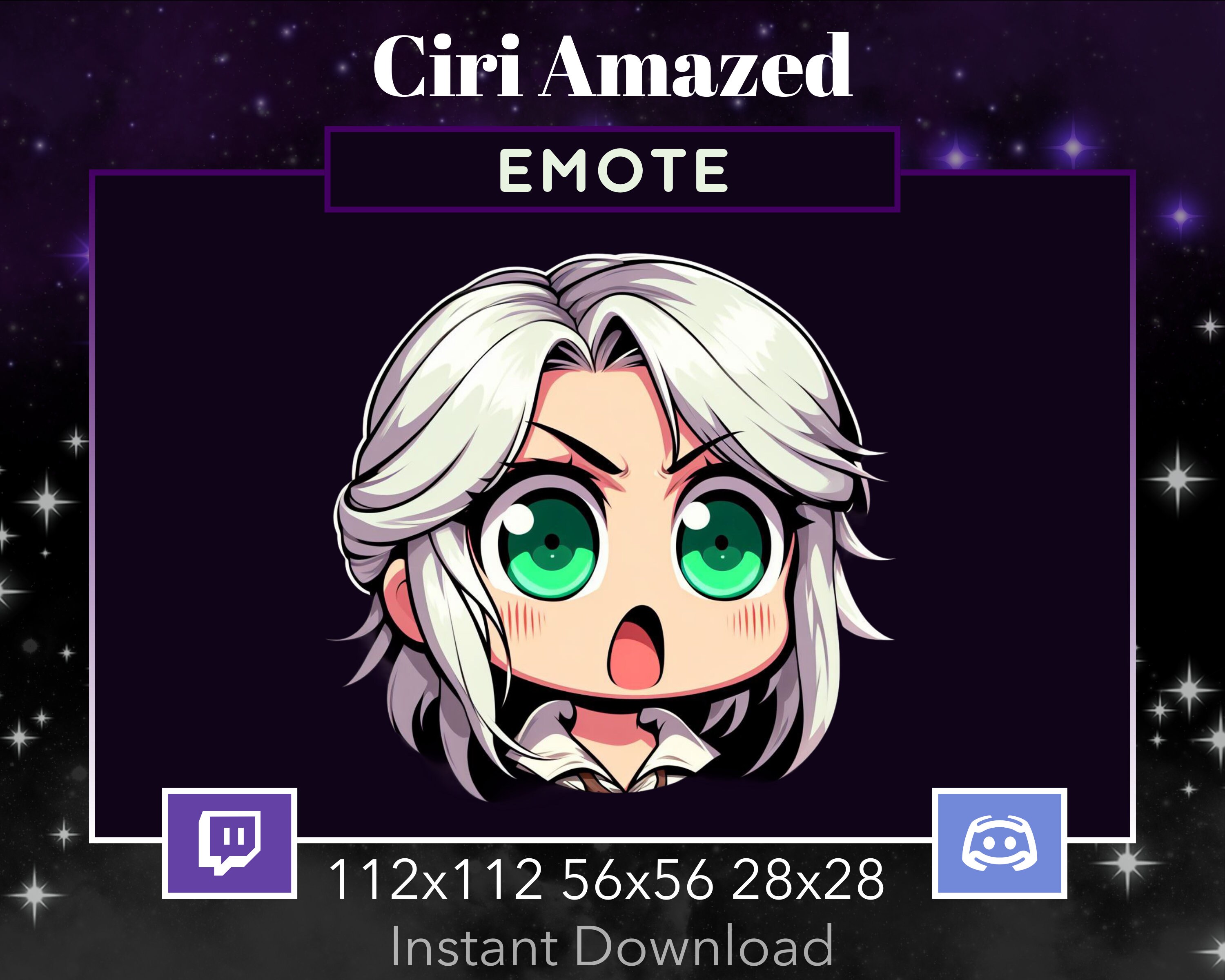 The Witcher Ciri Amazed Pogchamp Wow Emote, Twitch, Discord, Youtube ...