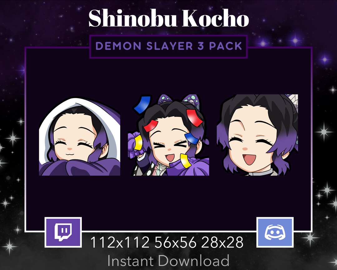 Demon Anime Shinobu Cozy, Cheers, Hype Laugh Pack Bundle Emote Twitch ...