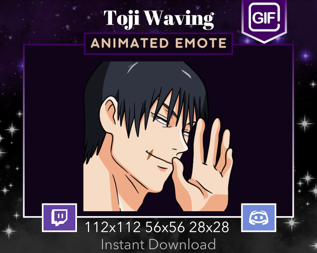 Animated Toji Waving, Hi Emote for Twitch, Discord. Anime, Manga, JJK ...