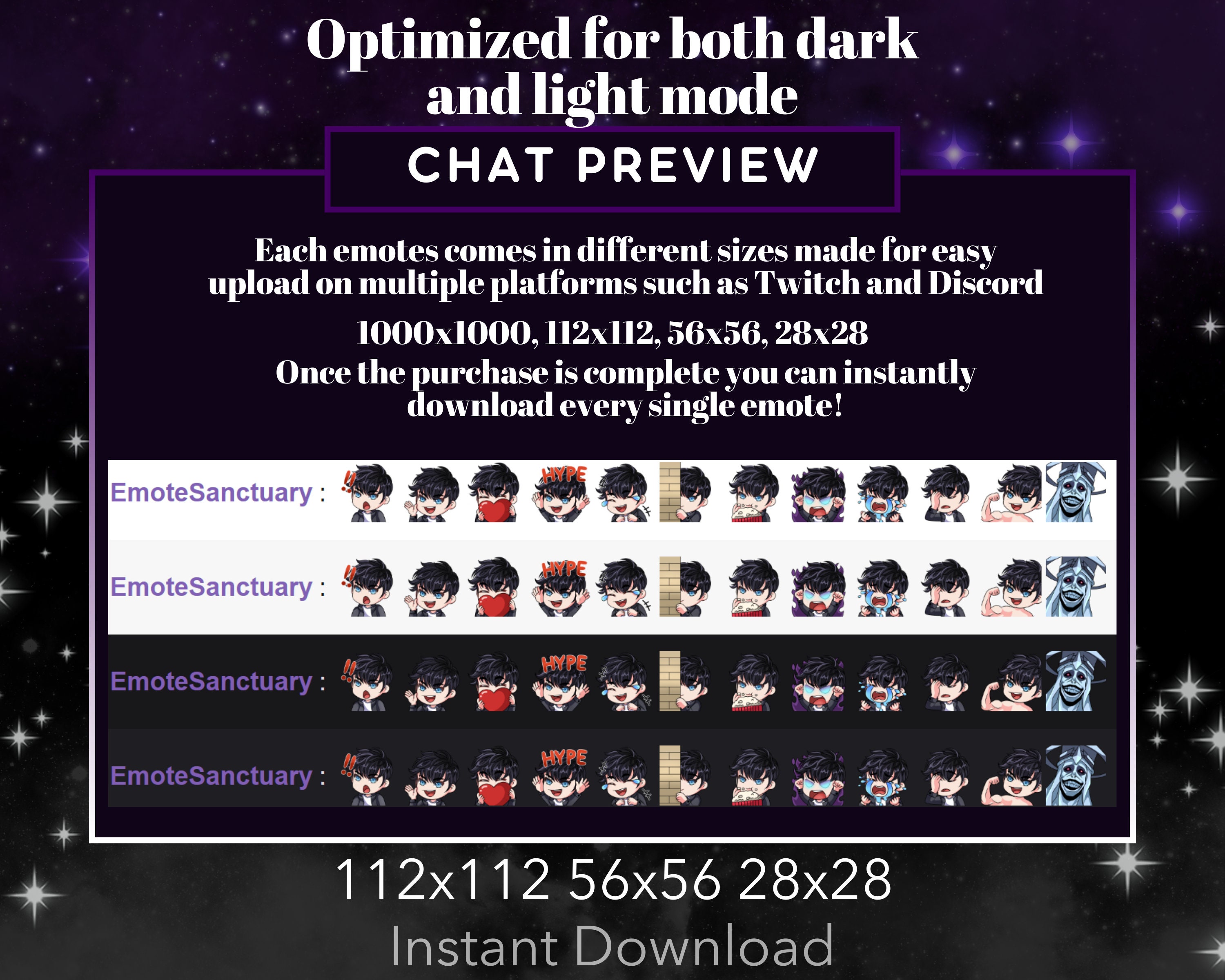 Solo Leveling Sung Jinwoo Emote 12 Pack, Bundle for Twitch, Discord ...
