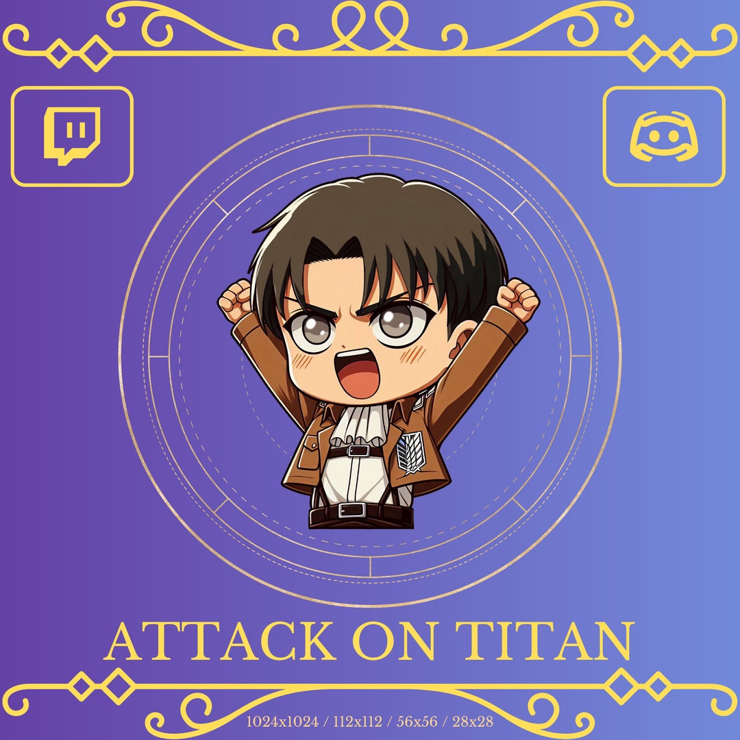 Attack on Titan Levi Hype, Excited. EMOTE, Twitch, Discord, Youtube ...