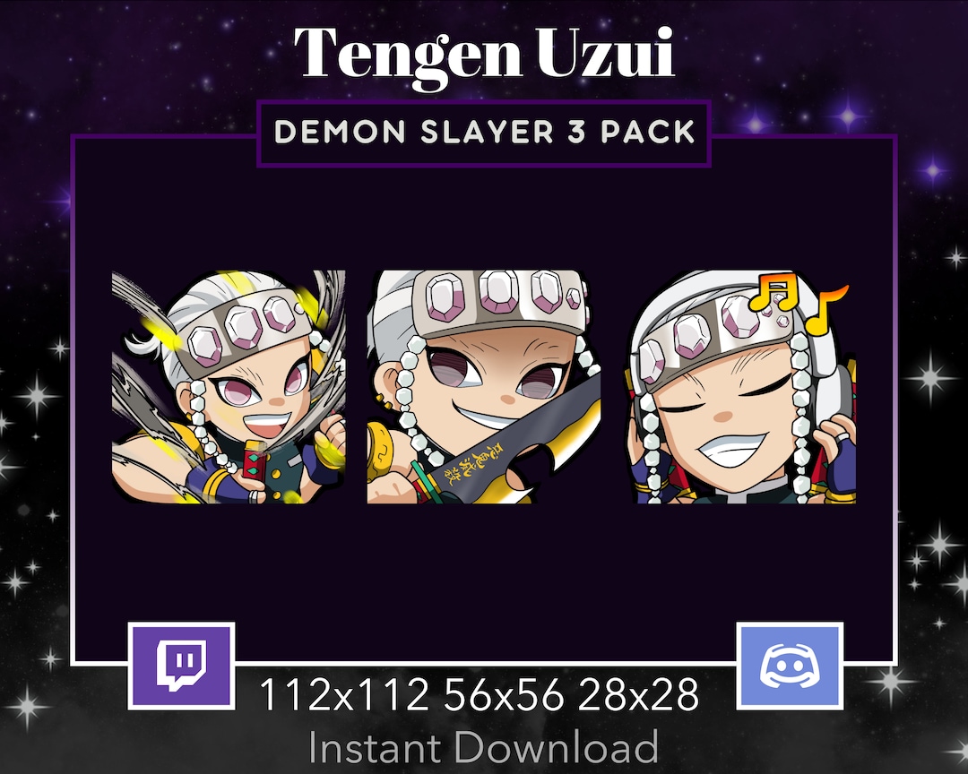 Demon Anime Tengen Uzui Flash Knife Music Jam Pack Bundle Emote Twitch Stream Discord Manga