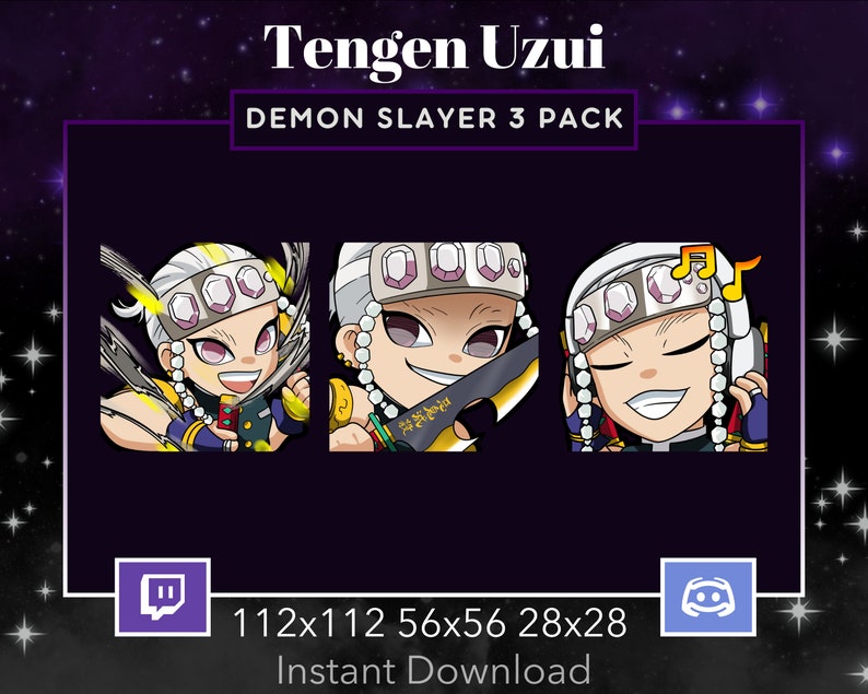 Demon Anime Tengen Uzui Flash Knife Music Jam Pack Bundle Emote Twitch ...