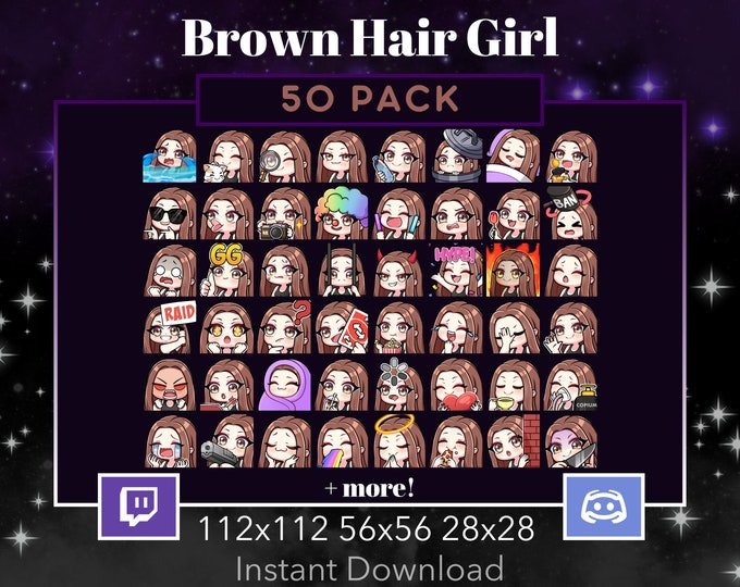 ANIMATED WOW EMOTE | Brown Hair Girl Emote | Sparkly Eye Emote | Cute ...