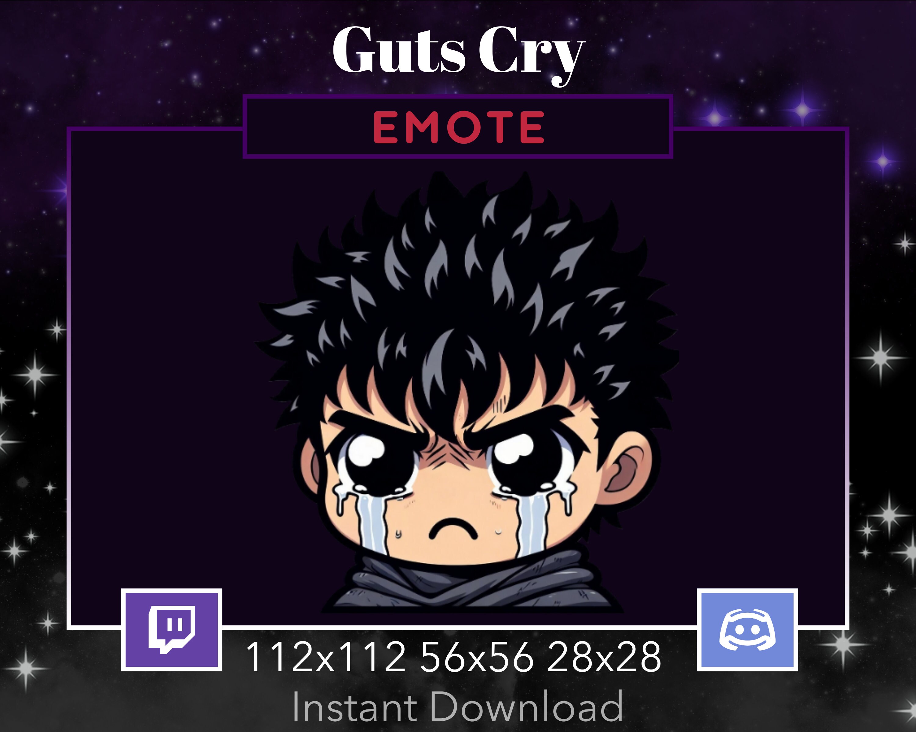 Berserk Guts Crying, Sad , Cry. Manga, Anime EMOTE, EMOTES for Twitch ...