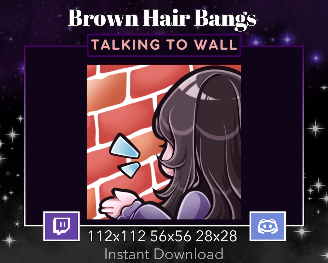 Chibi Girl Talking to a Wall Emote, Twitch, Discord, Stream, Brown Hair ...