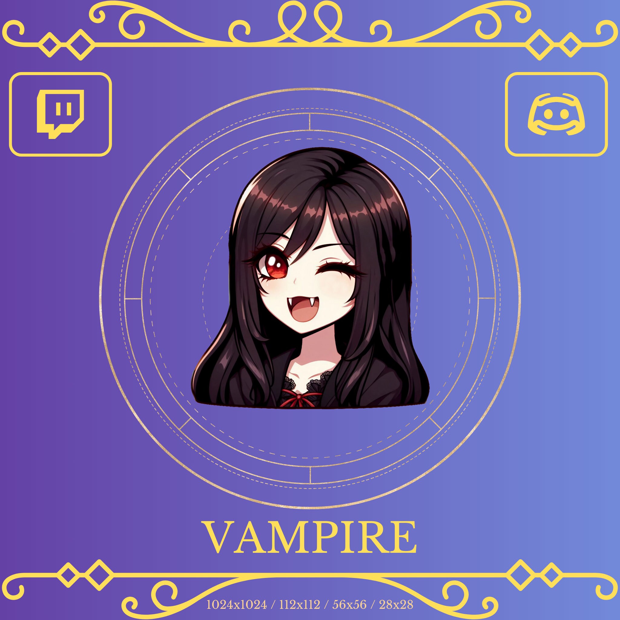 Vampire Woman, Wink. Emote, Animal, Twitch, Discord, Youtube, Stream ...