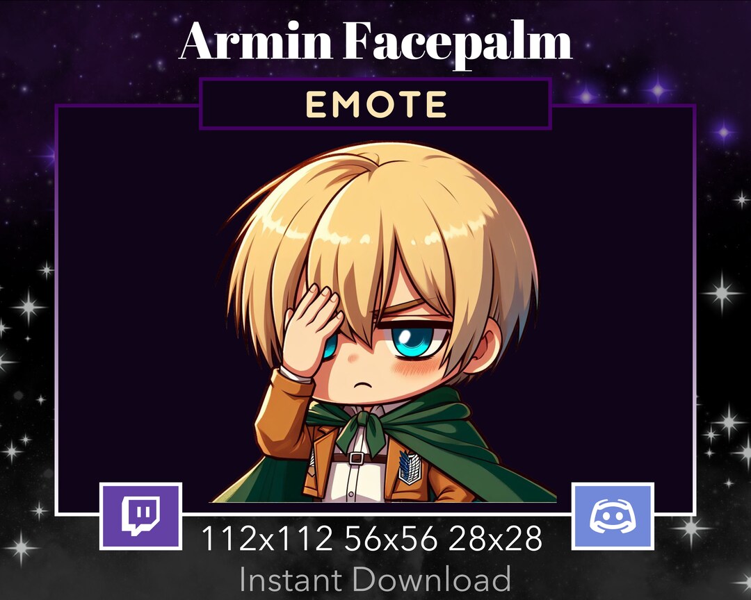 Attack on Titan Armin Facepalm, Disappointed . EMOTE, Twitch, Discord ...