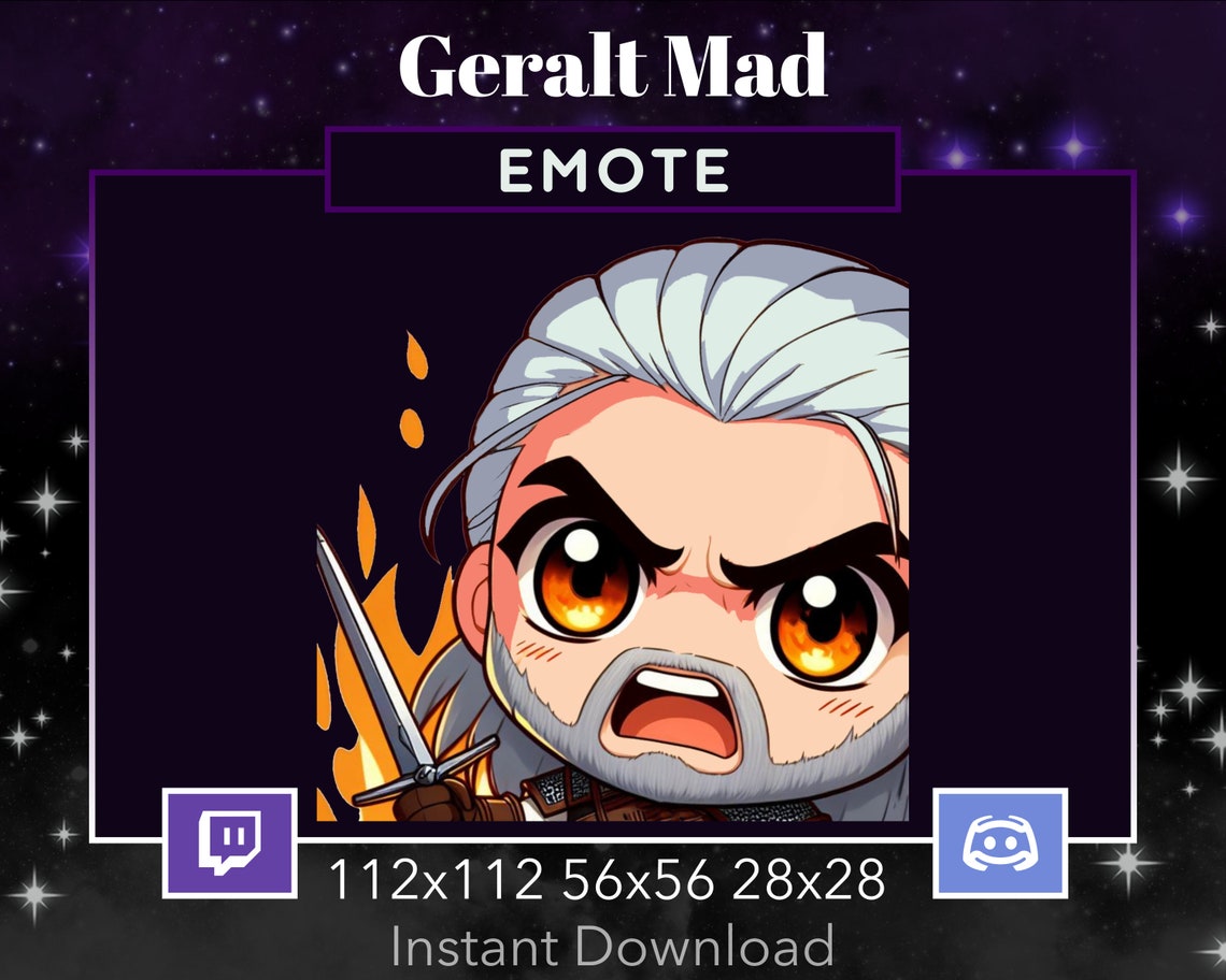 The Witcher Geralt Rage, Raging, Mad. EMOTE, EMOTES for Twitch, Discord ...