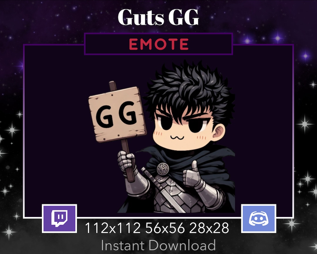 Berserk Guts GG, Good Game. Manga, Anime EMOTE, EMOTES for Twitch ...