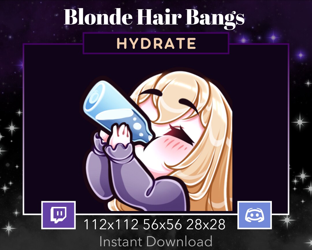 Chibi Girl Hydrate Emote, Twitch, Discord, Stream, Blonde Hair, Blue ...