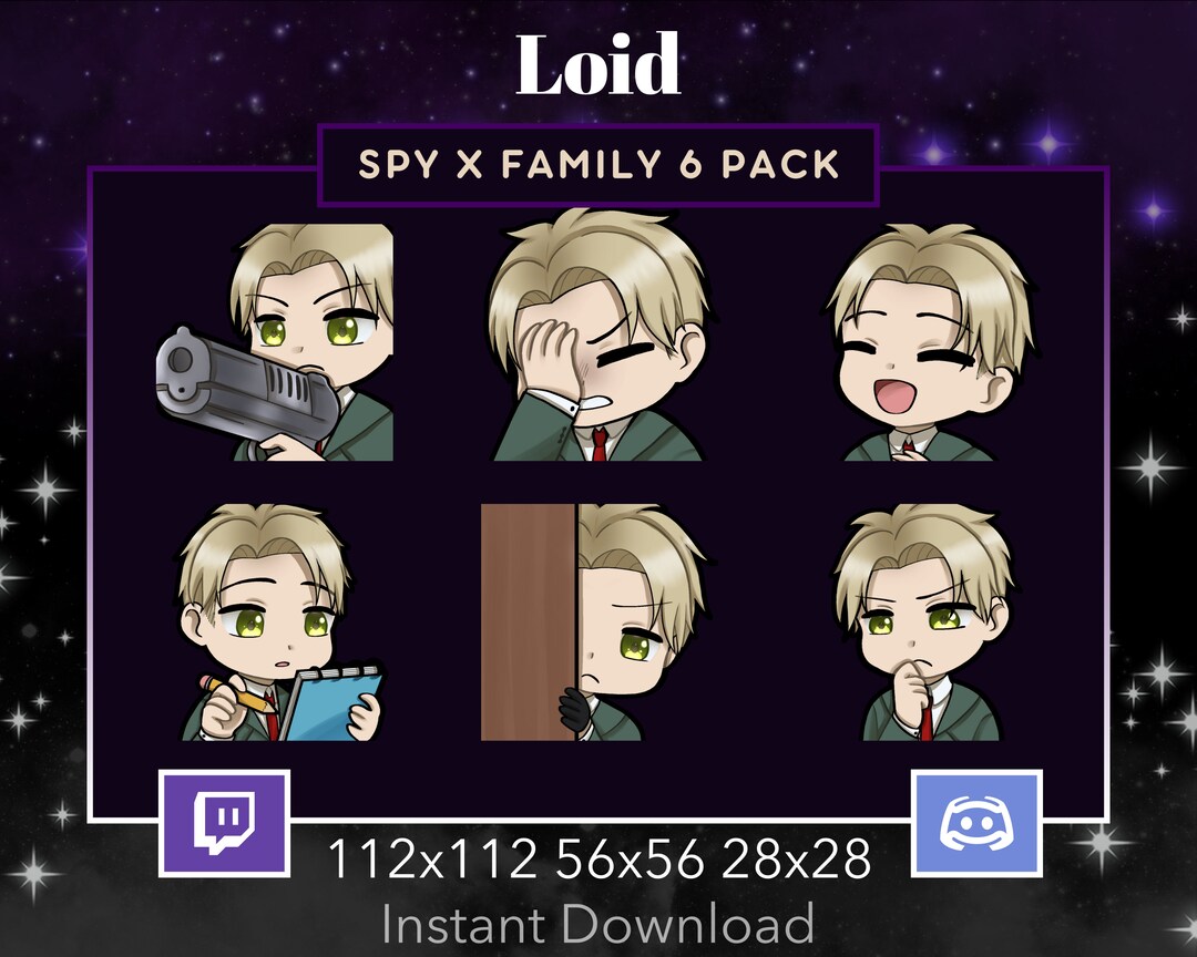 Spy X Family Loid Emote 6 Pack, Bundle for Twitch, Discord. Anime ...