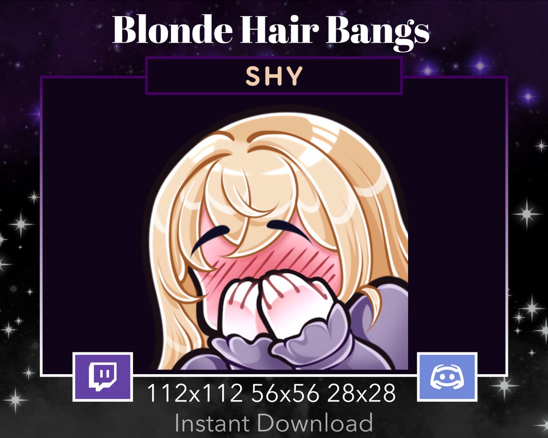 Chibi Girl Shy Emote, Twitch, Discord, Stream, Blonde Hair, Blue Eyes ...