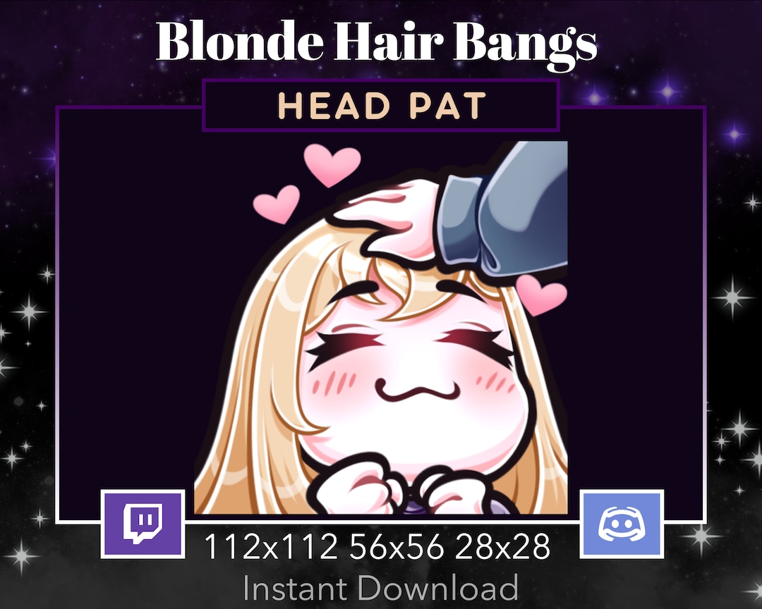 Chibi Girl Head Pat Emote, Twitch, Discord, Stream, Blonde Hair, Blue ...