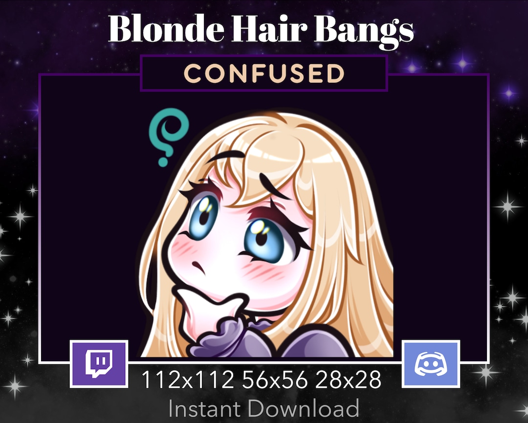 Chibi Girl Confused Emote, Twitch, Stream, Discord, Blonde Hair, Blue ...
