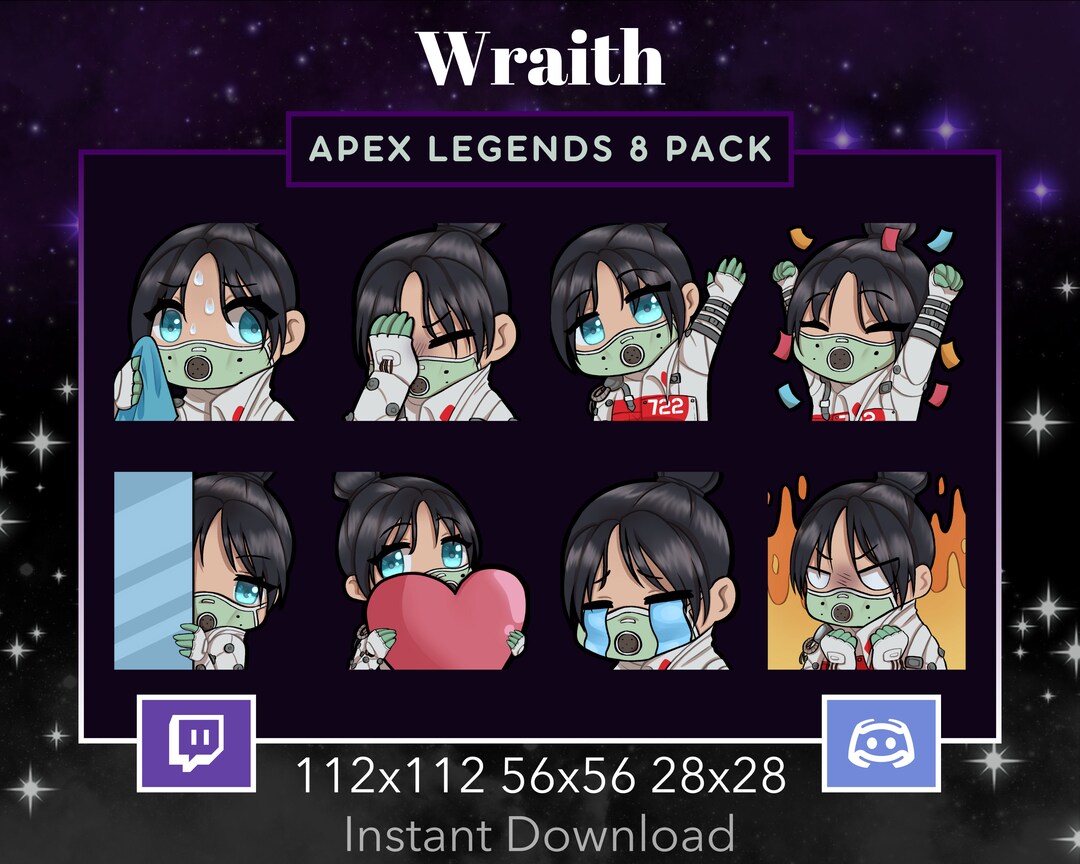 Apex Legends Wraith Quarantine 722 8 Pack, Bundle. Emote, Twitch ...