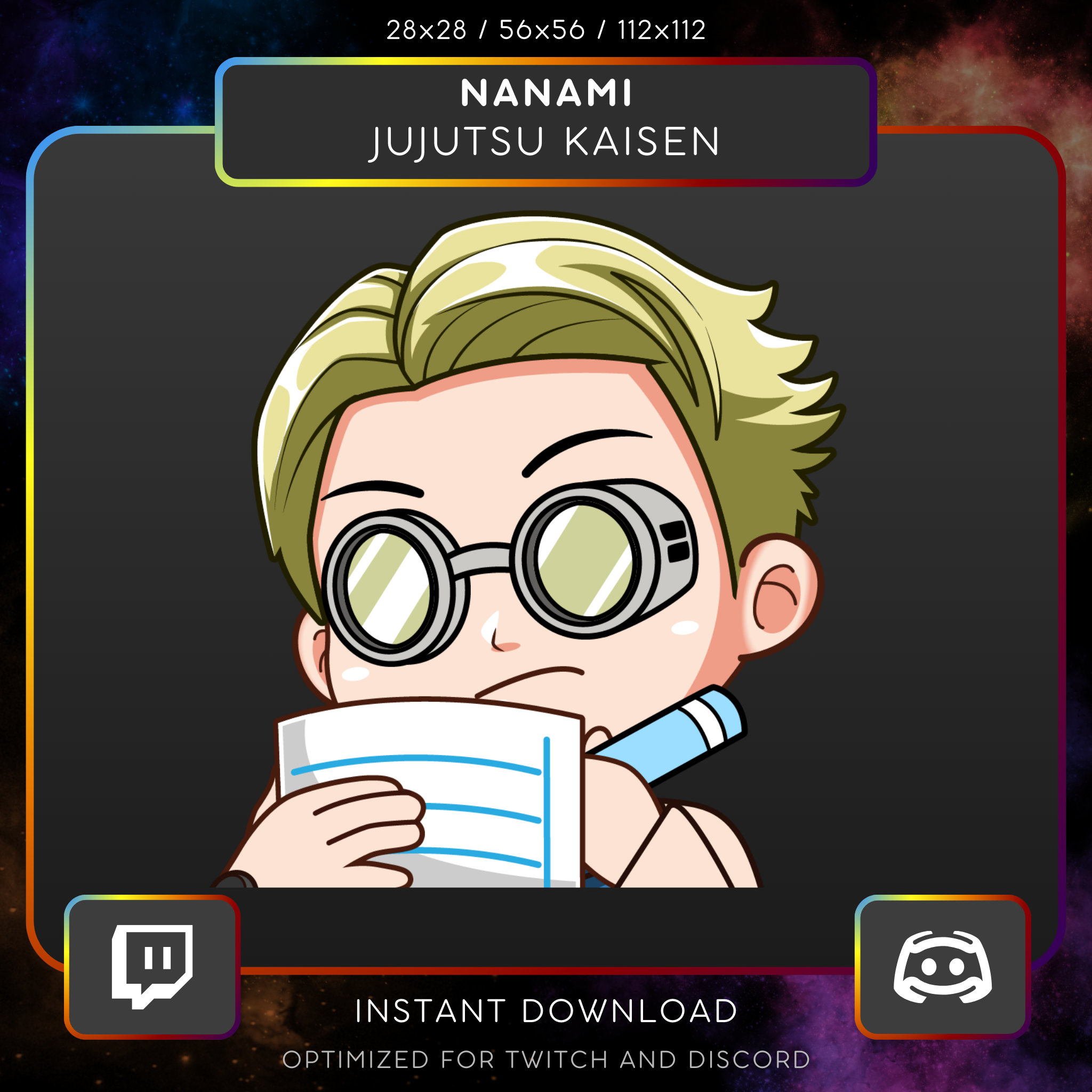 Jujutsu Kaisen Nanami Taking Notes. Emote, Twitch, Discord, Stream ...